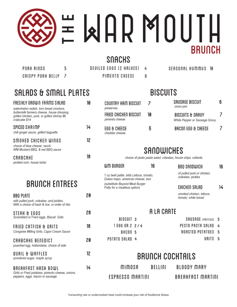 Menus - The War Mouth