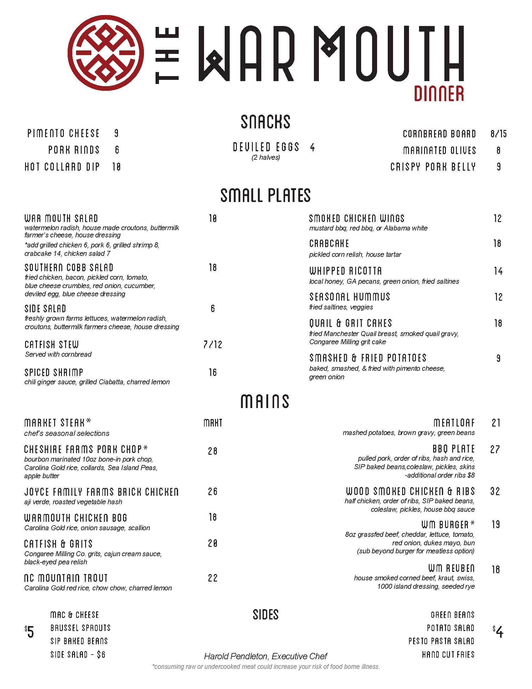 Menus - The War Mouth